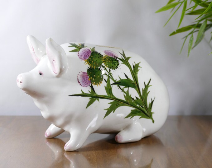 Vintage Nekola Pinxt Plichta Pottery Pig With Thistle Design; Piggy ...