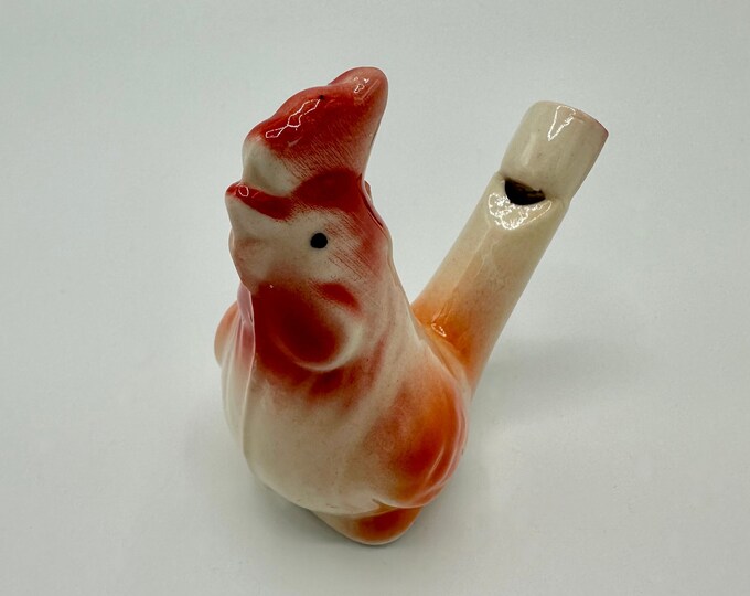 Vintage Rooster Water Whistle; Ceramic Rooster Bird With Red, Orange ...