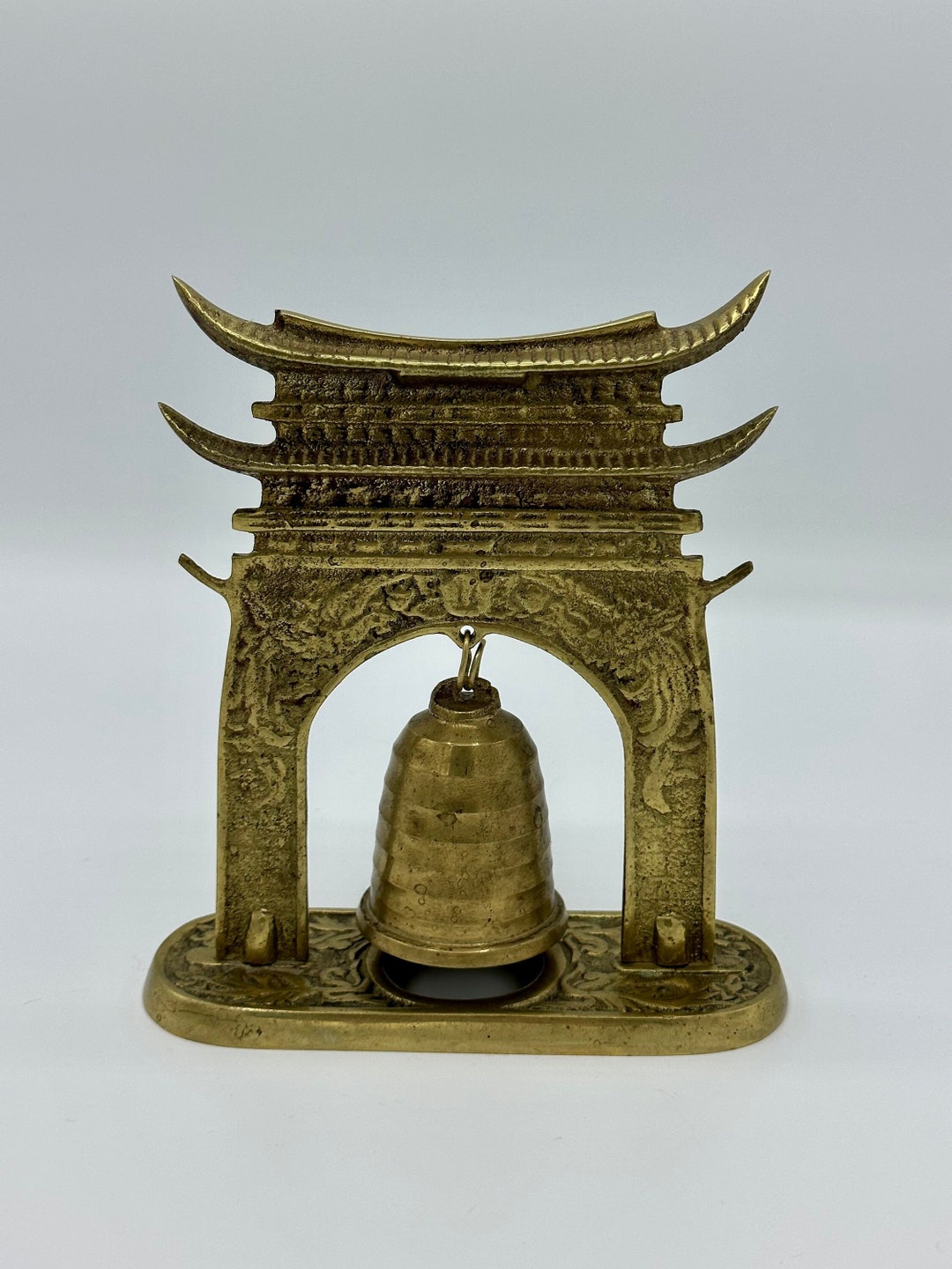 Vintage 6 Tall Brass Pagoda Bell Brass Pagoda Gong Brass Bell for Desk ...
