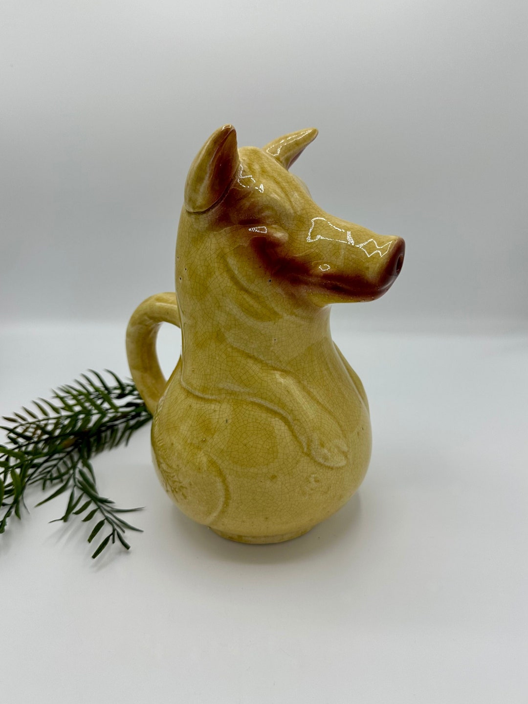 Vintage 8.5 Majolica Wild Boar Pitcher Ceramic Pig Pitcher Animal ...
