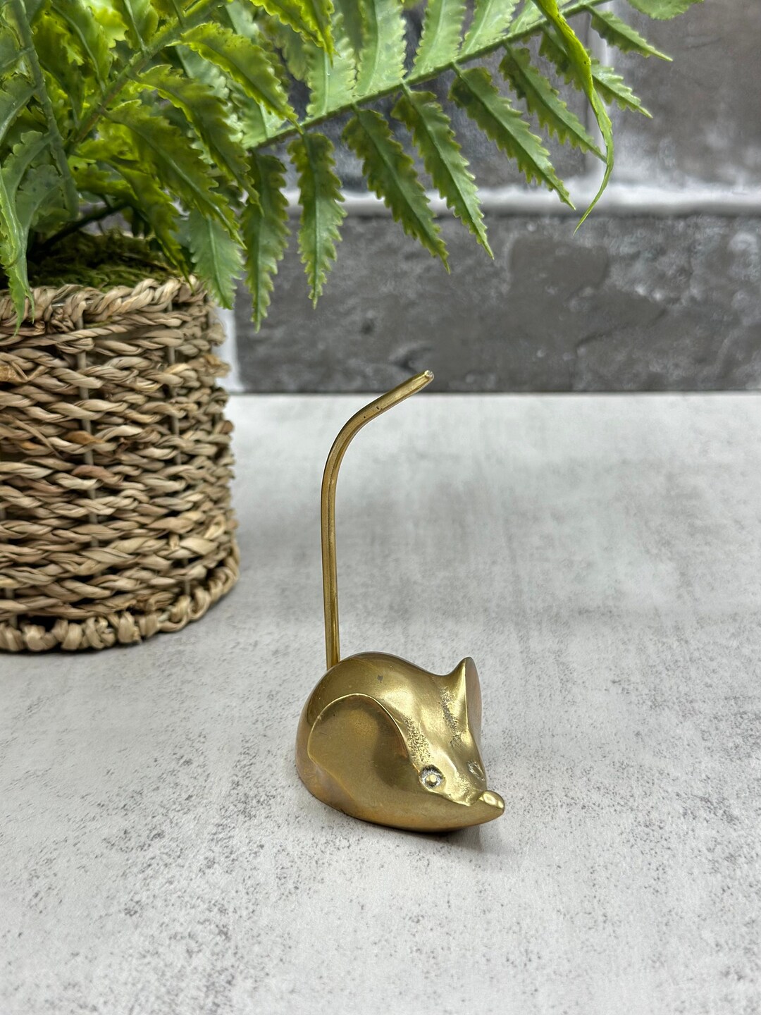 Vintage Solid Brass Mouse Receipt Spike, Paper Spike, Ring Holder, Desk ...