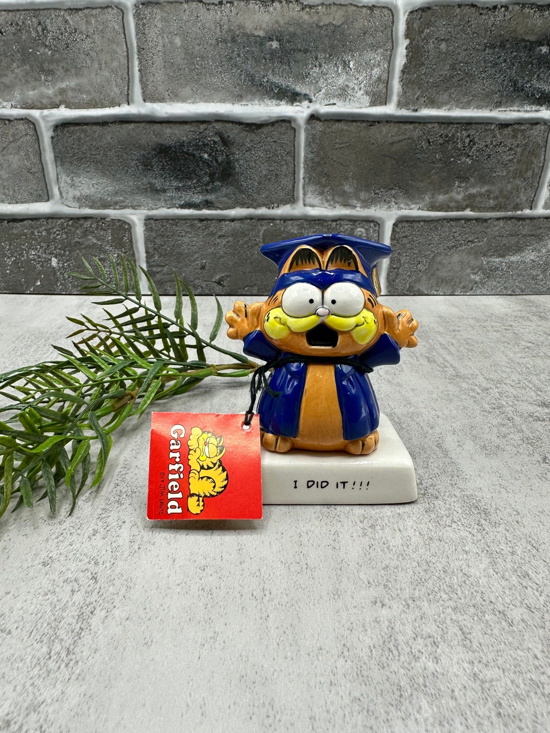1981 Garfield i Did It Figurine, Original Tag Porcelain Garfield the ...