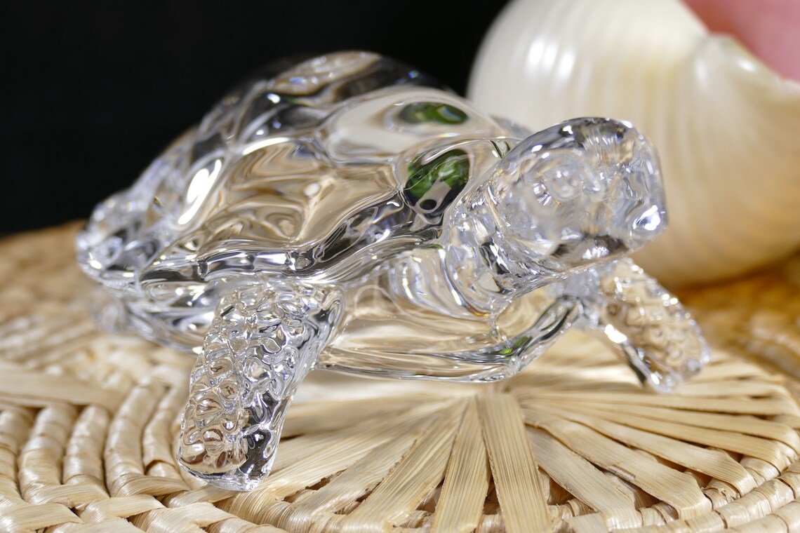 Crystal Turtle Figurine Clear Crystal Glass Textured Shell | Etsy