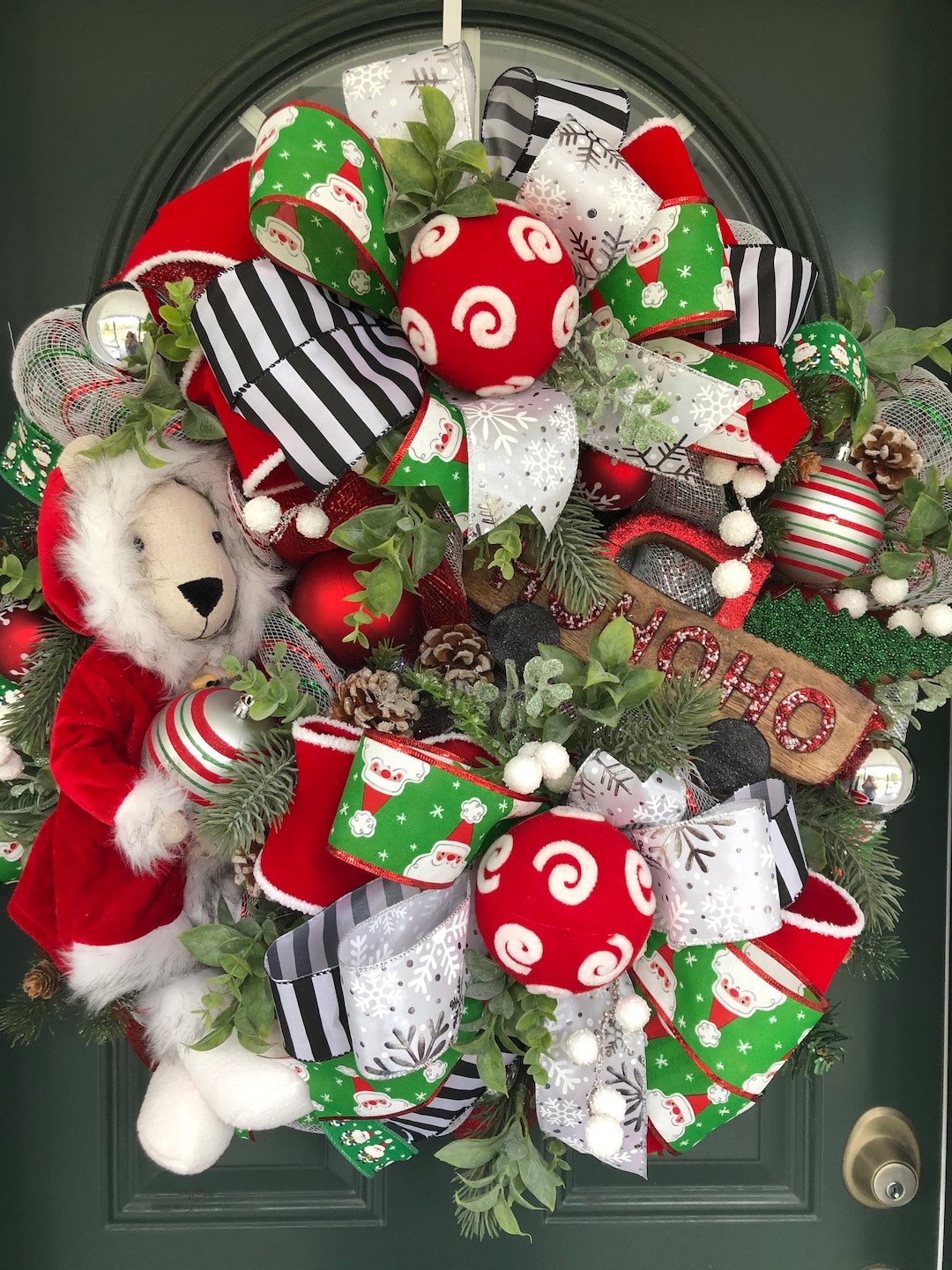 XL Christmas Teddy Bear and Truck Wreath - Etsy
