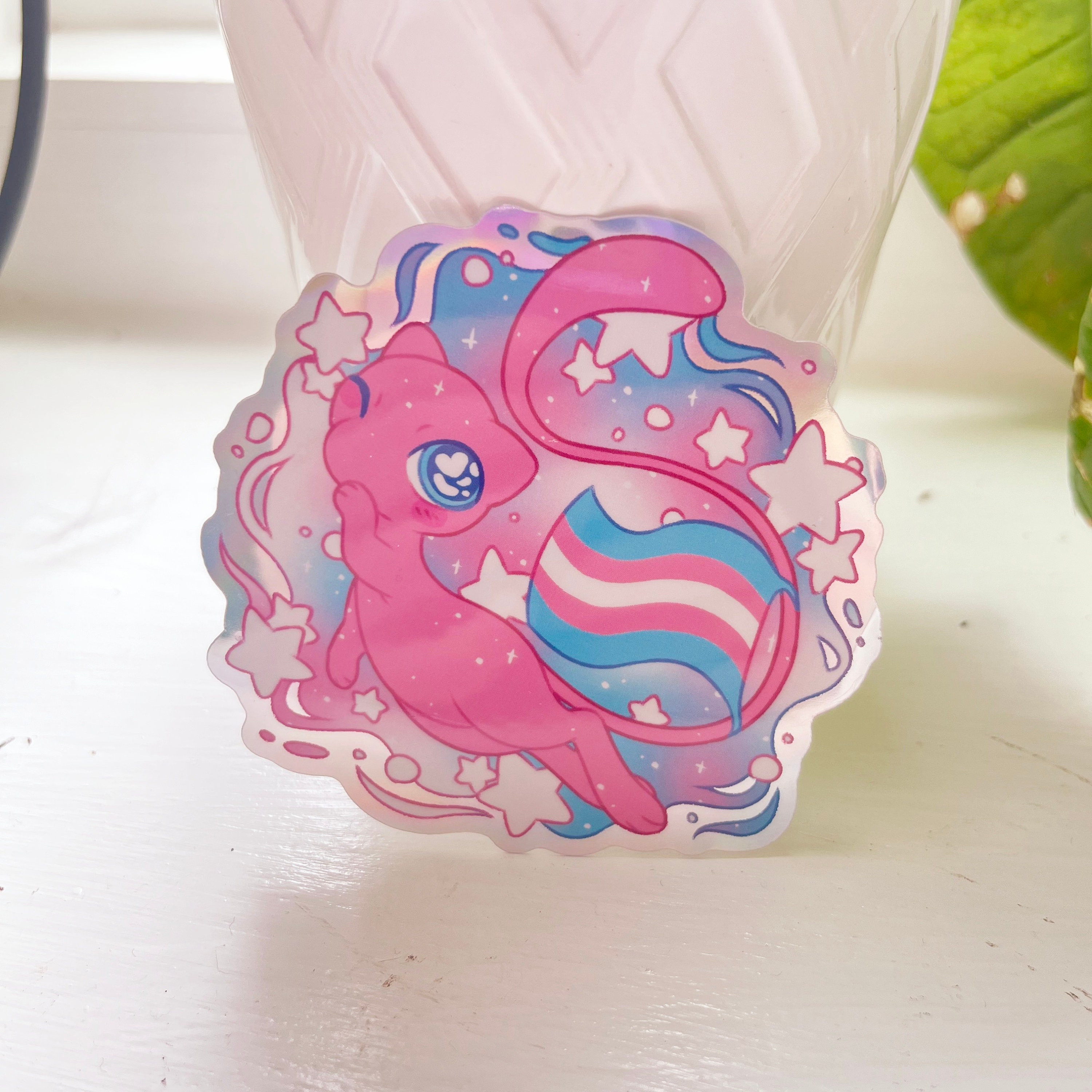 Trans Pride Pokemon Mew Holographic Sticker - Etsy