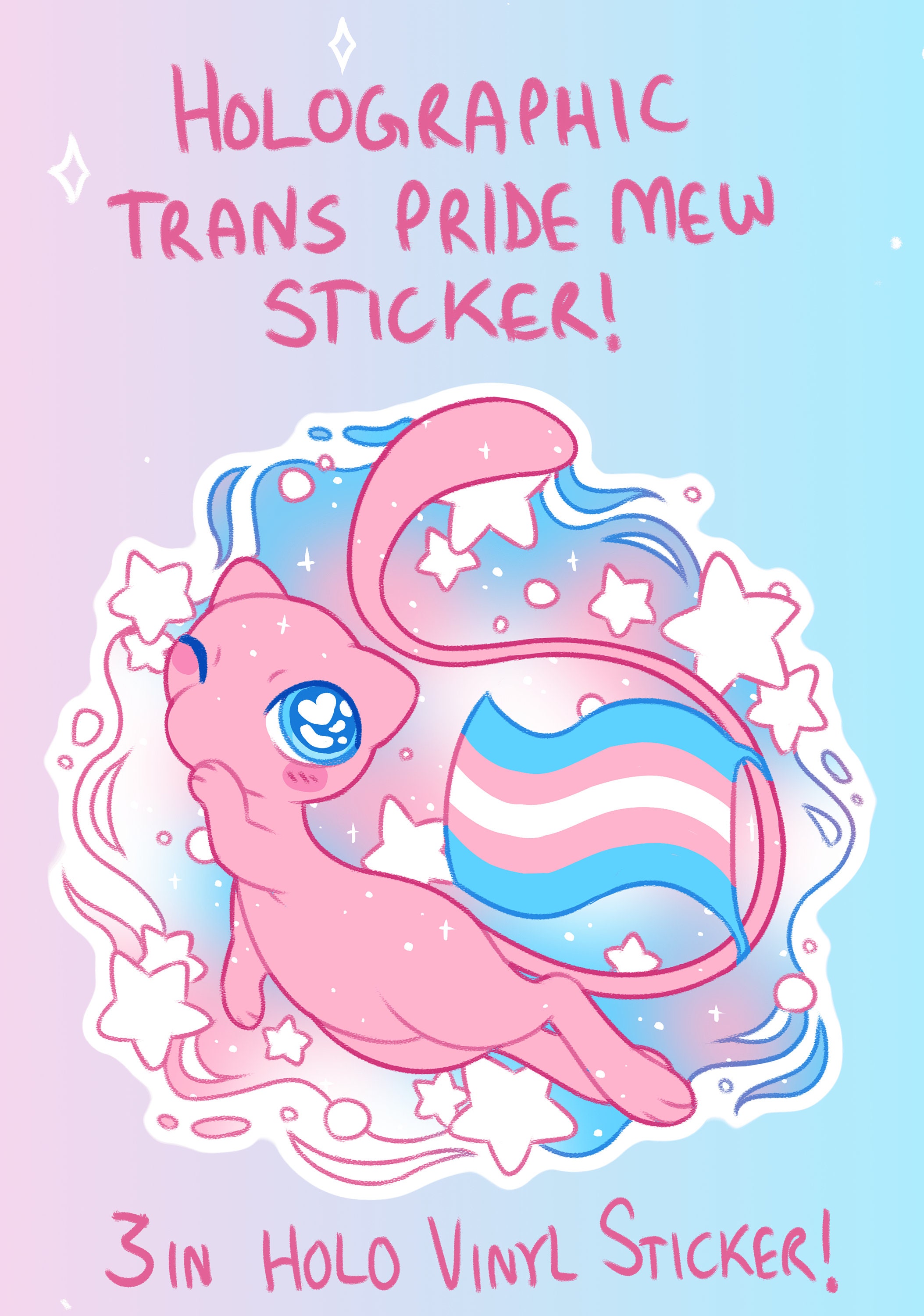 Trans Pride Pokemon Mew Holographic Sticker - Etsy