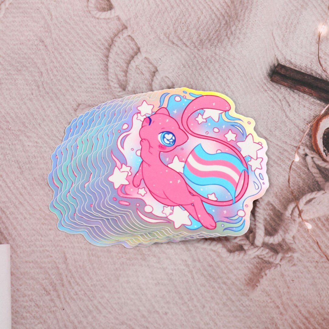 Trans Pride Pokemon Mew Holographic Sticker - Etsy