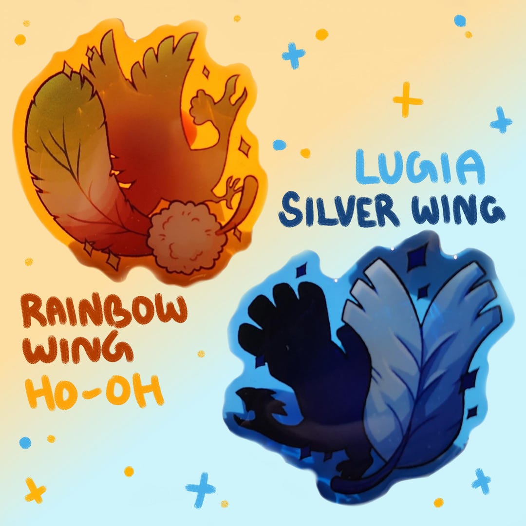 Silver Wing/rainbow Wing Tower Duo Lugia Ho-oh Epoxy Acrylic Pins - Etsy