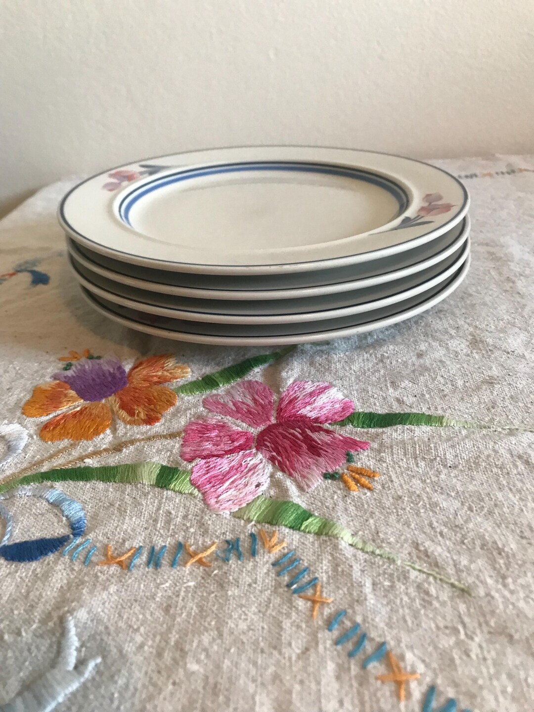 Vintage Set of Four (4) Epoch Early Blossom Salad Plates Made in Korea ...