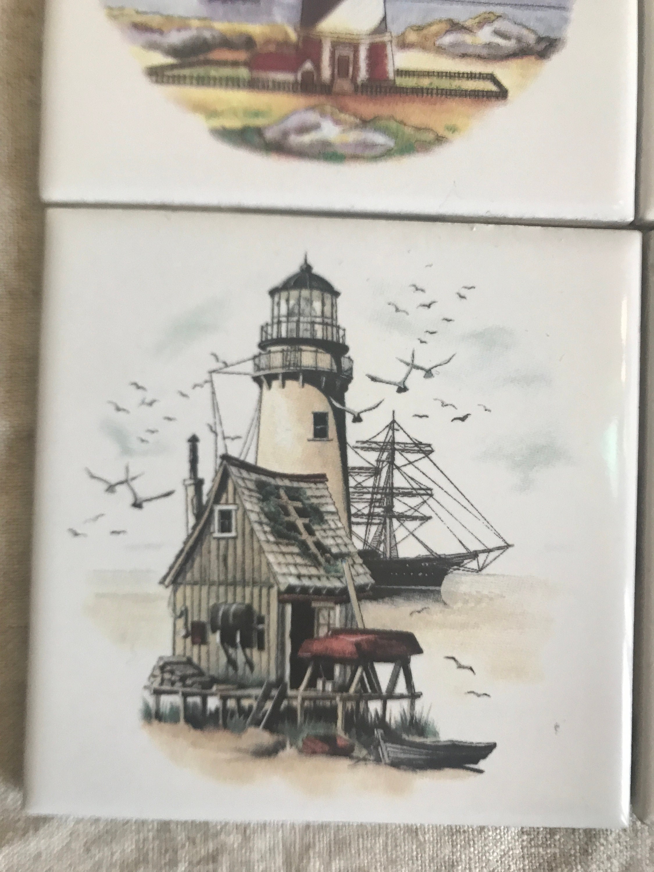 Set of 4 Ceramic LIGHTHOUSE Coasters/trivets - Etsy