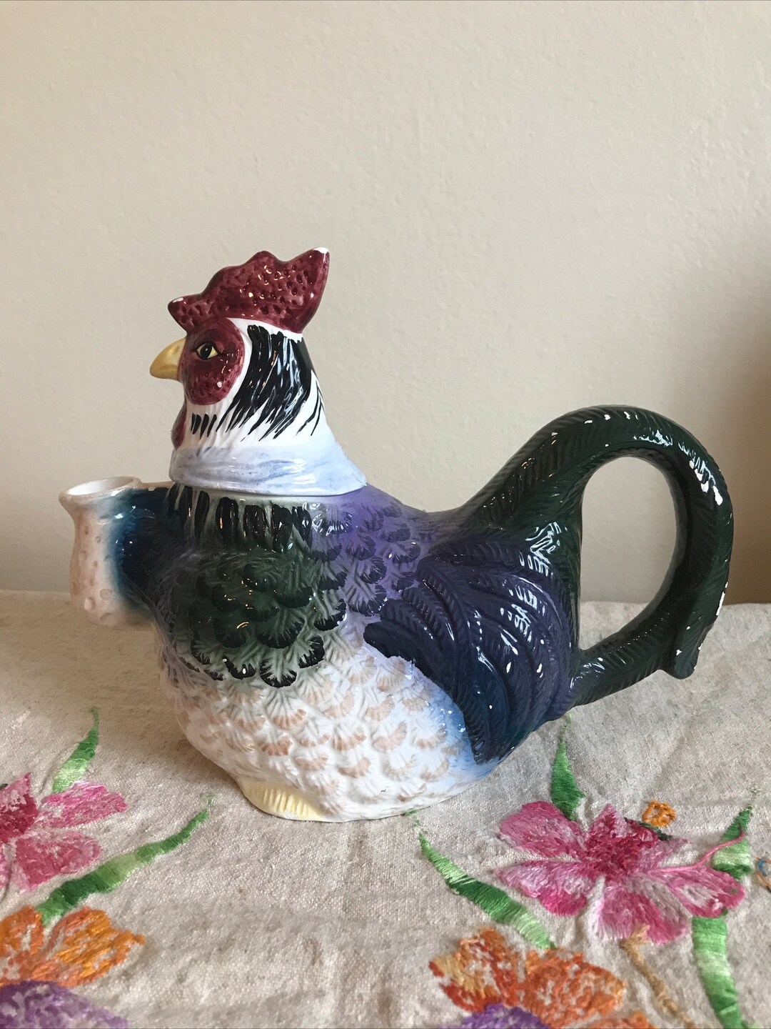 Vintage Ceramic Rooster Teapot CKAO Americana Style some Paint Chips - Etsy