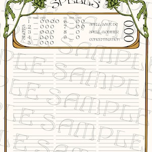 Art Nouveau DND 5e Character Sheet - Thistles - Etsy