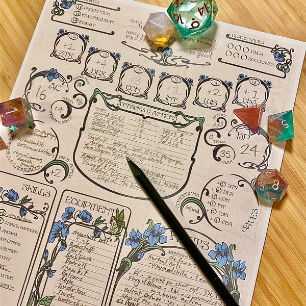 D&D 5e Character Sheet: PDF - Printable for Dungeons and Dragons ...