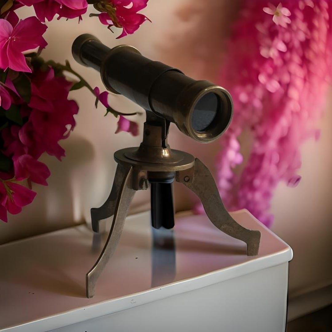 Vintage Mini Telescope Brass Finish Handmade Tabletop Decor Nautical ...