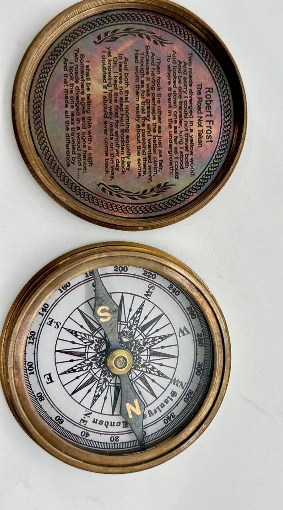 Antique 100-year Calendar Brass Poem Compass 2.5'' Nautical Vintage ...