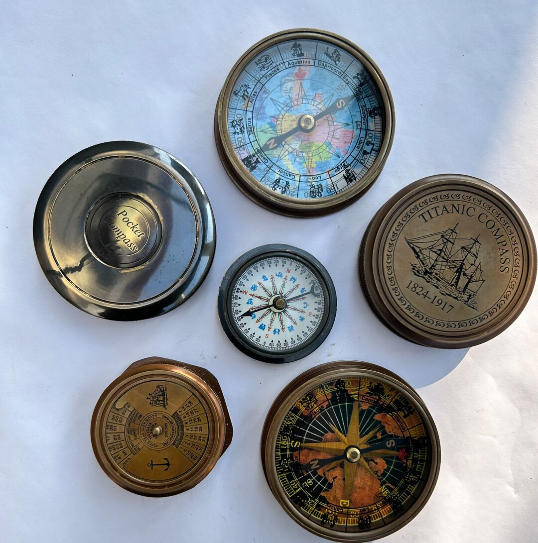 Brass Compasses 5 Compass Combo Navigational Too Marine Directional ...