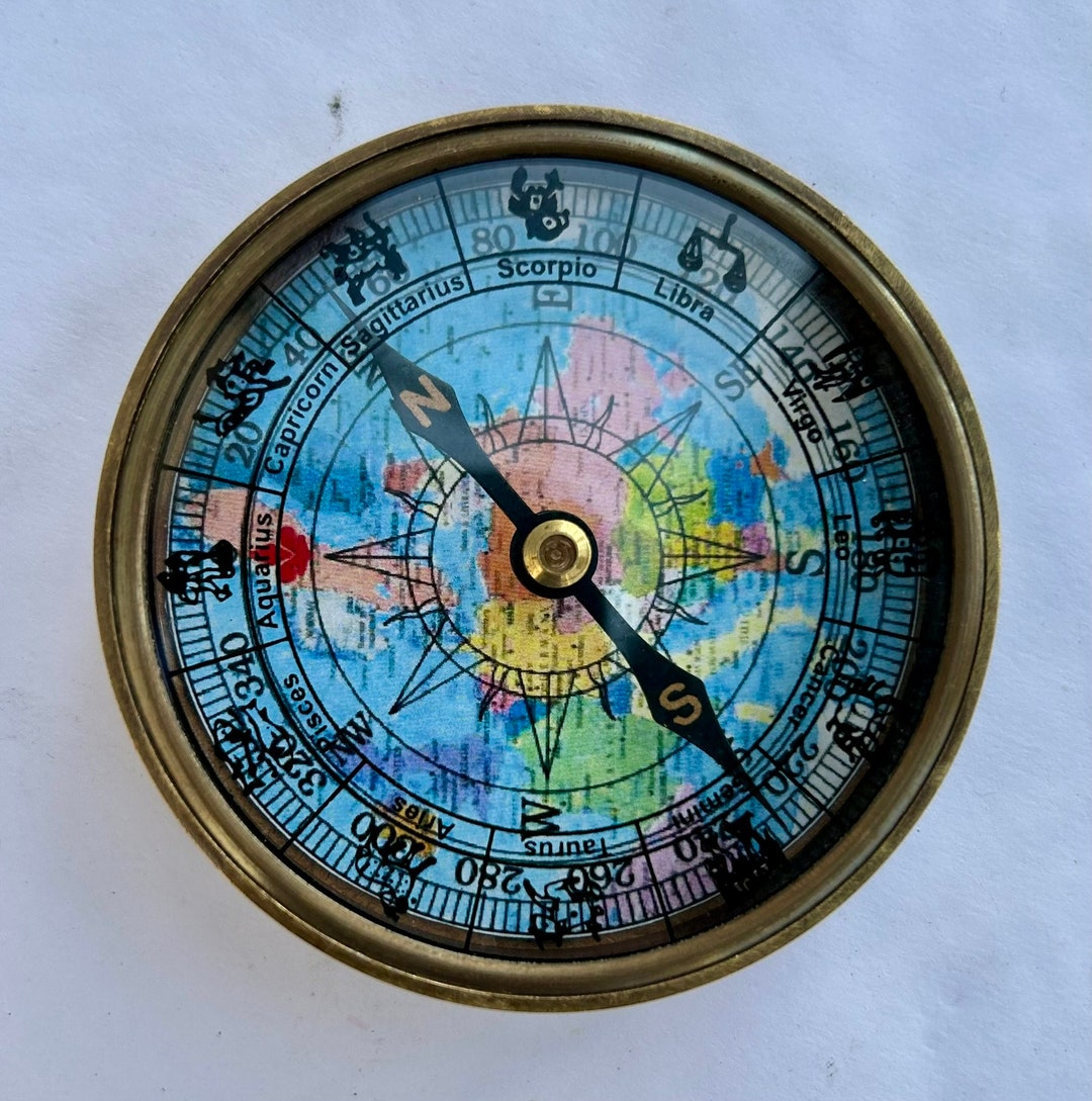 Nautical Directional Pocket Watch With World Map, Working Sundial ...