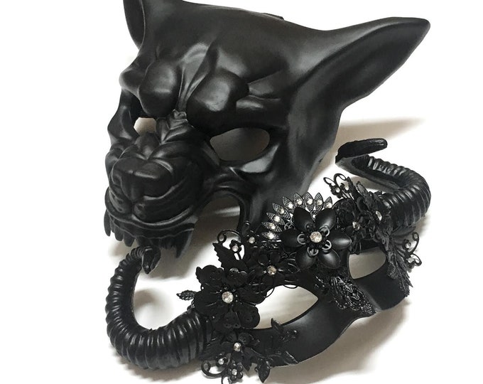 Black Masquerade Mask, Women Animal Mask, Halloween Party Mask, Ball ...