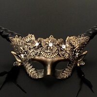 Leopard Cat Masquerade Mask – Animal Print Costume Party Eye Mask With ...