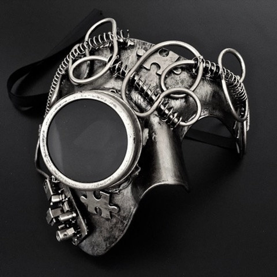 Black Silver Masquerade Maskhalloween Mask Phanom Mask - Etsy