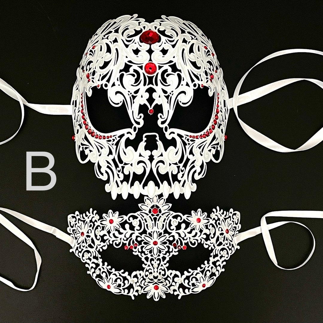 White Masquerade Mask, White Skull Mask, Women Mask, Metal Mask, Ball ...