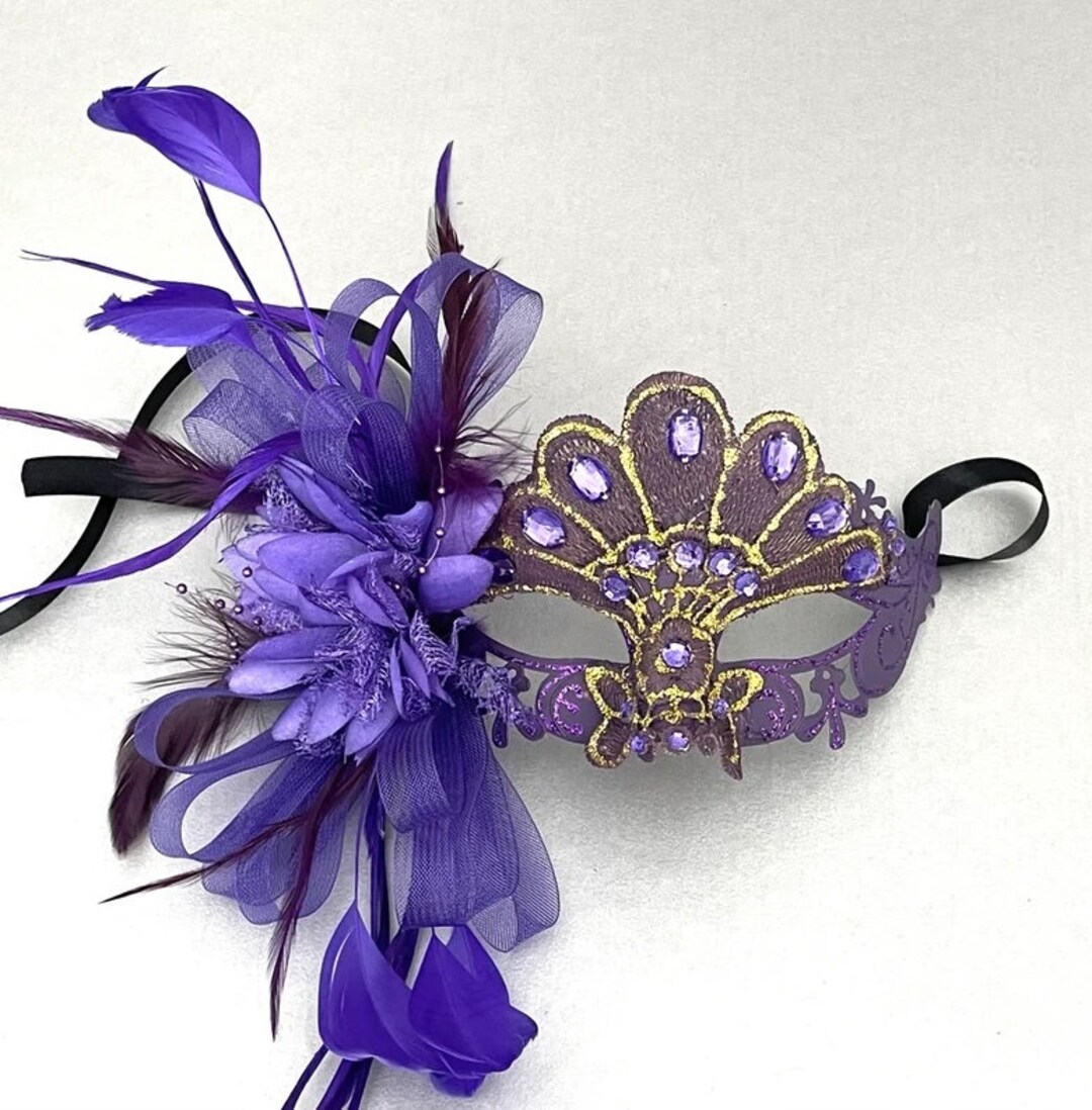 Purple Masquerade Mask, Women Mask, Floral Mask, Ball Mask, Party Mask ...