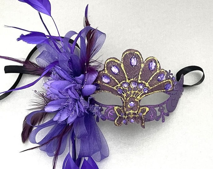 Purple Masquerade Mask, Women Mask, Floral Mask, Ball Mask, Party Mask ...