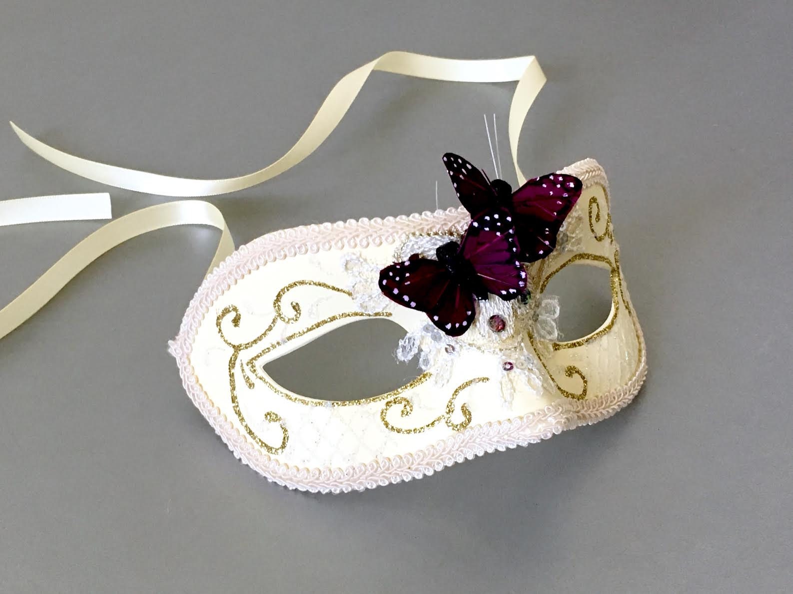 Ivory masquerade mask Ivory venetian mask Wedding masquerade | Etsy