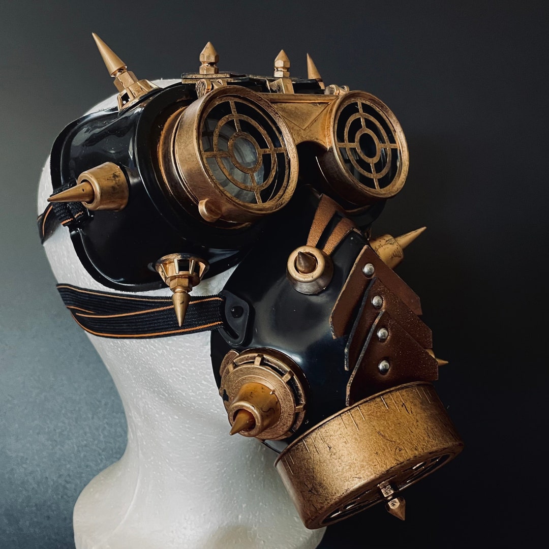 Black & Gold Gas Mask: Steampunk Cosplay Respirator Costume - Etsy