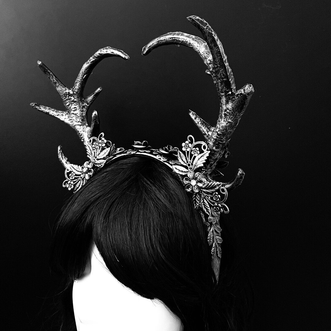 Black Silver Horns Headpiece, Halloween Devil Cosplay Headdress, Women ...