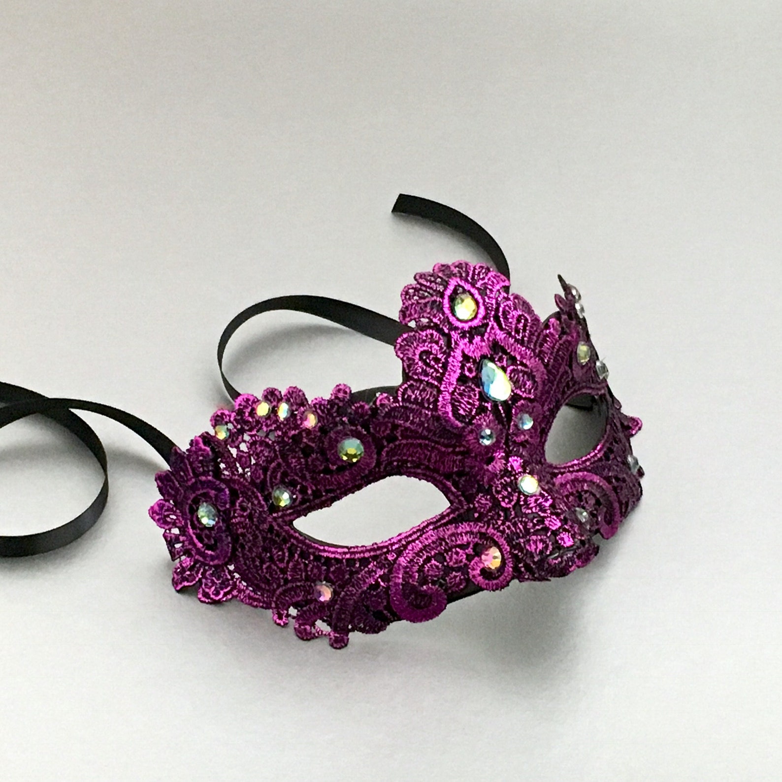 Purple Masquerade Mask Women Feather Mask Women Floral Mask - Etsy