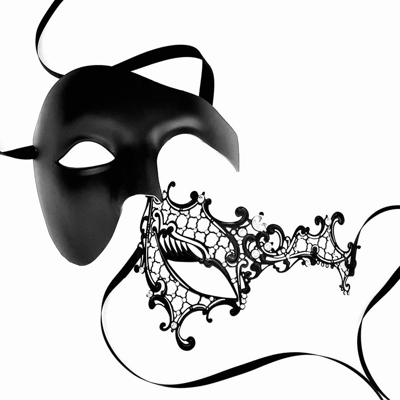 Black Masquerade Mask Black Phantom Mask Women Mask Ball - Etsy