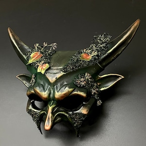 Forest Masquerade Mask: Olive Green Horned Party Mask - Etsy