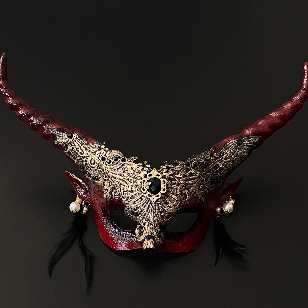 Red Gold Masquerade Mask, Women Mask, Women Animal Mask, Ball Mask ...