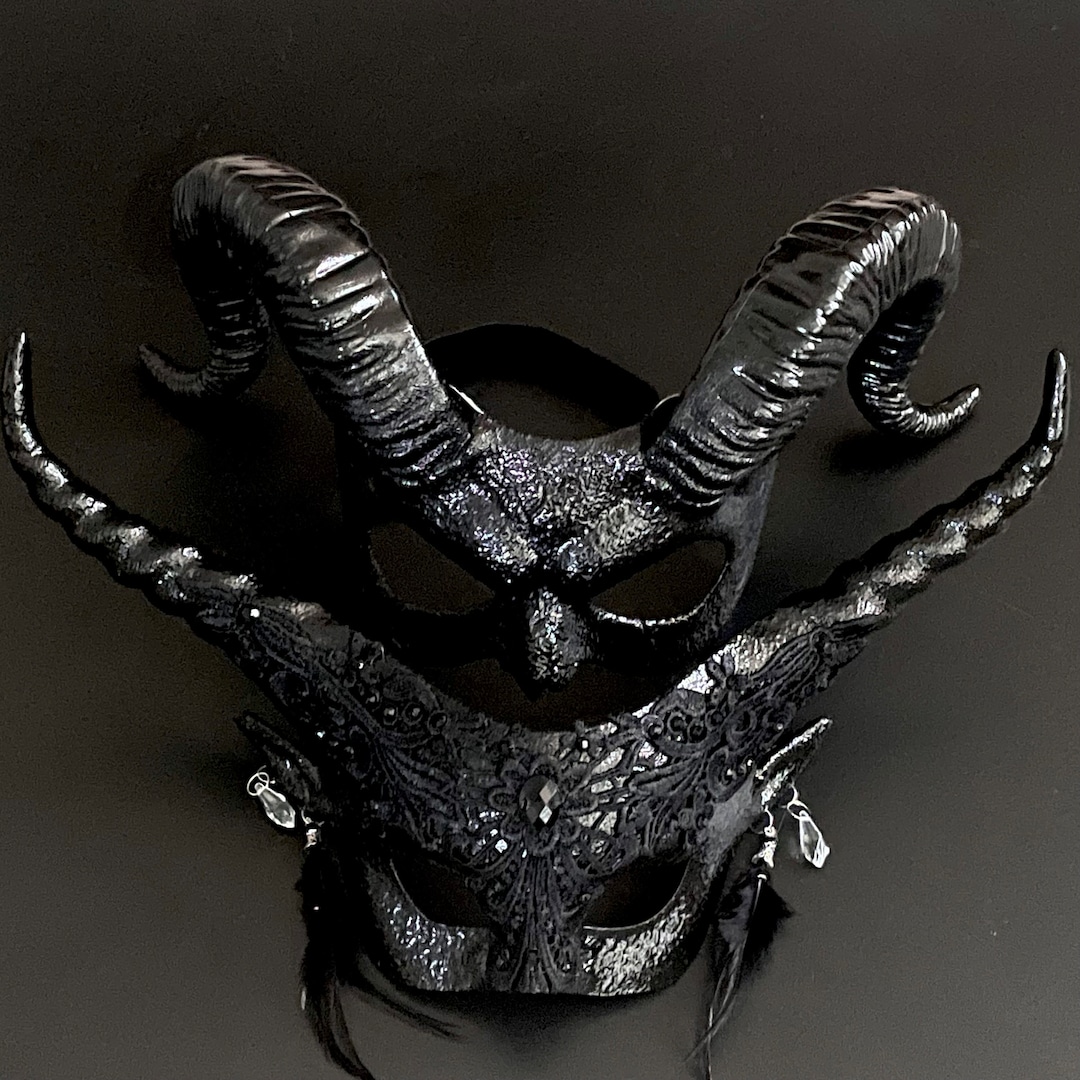 Black Devil Horn Masquerade Mask: Halloween Party Mask - Etsy