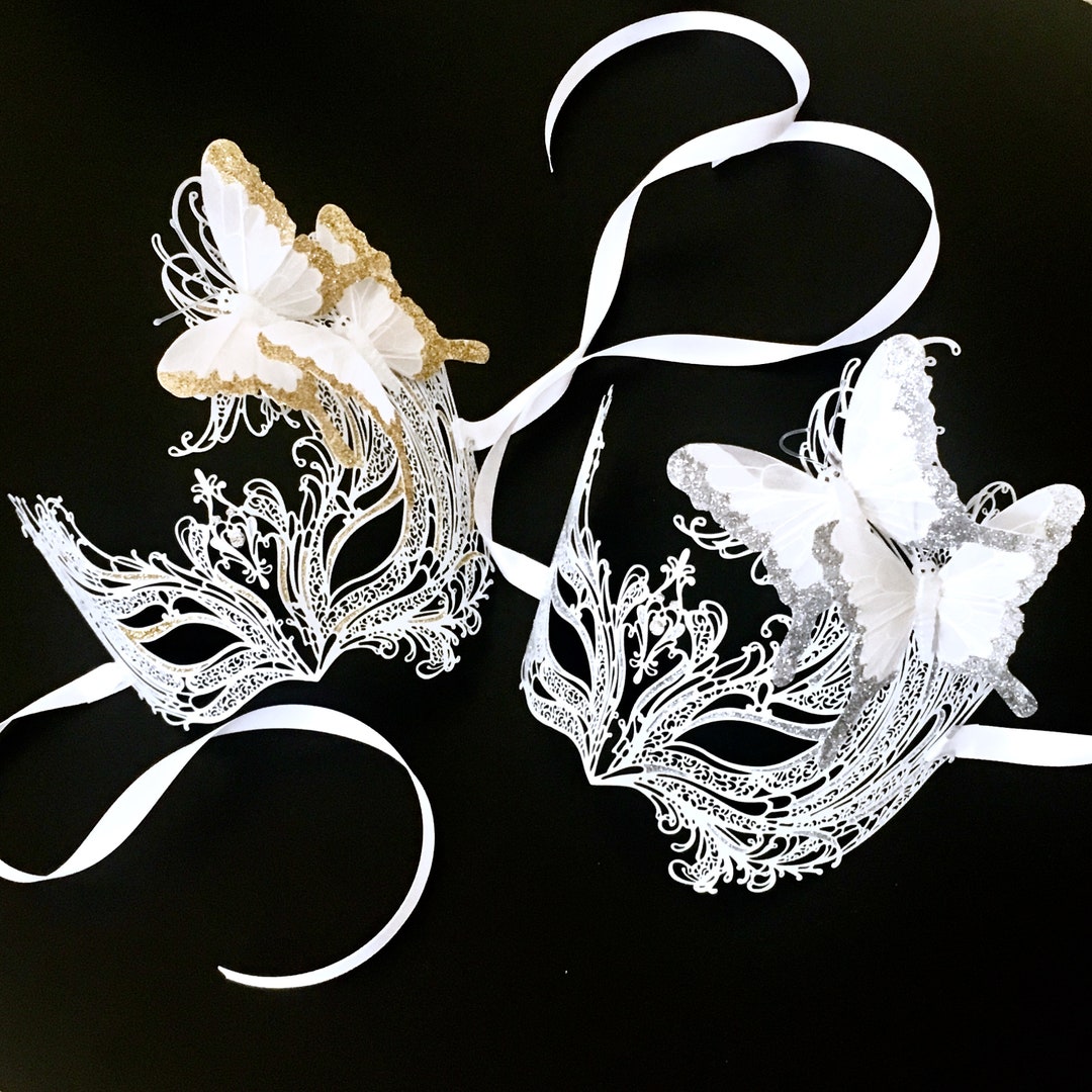 White Masquerade Mask, White Women Mask, White Women Matal Mask, Women ...