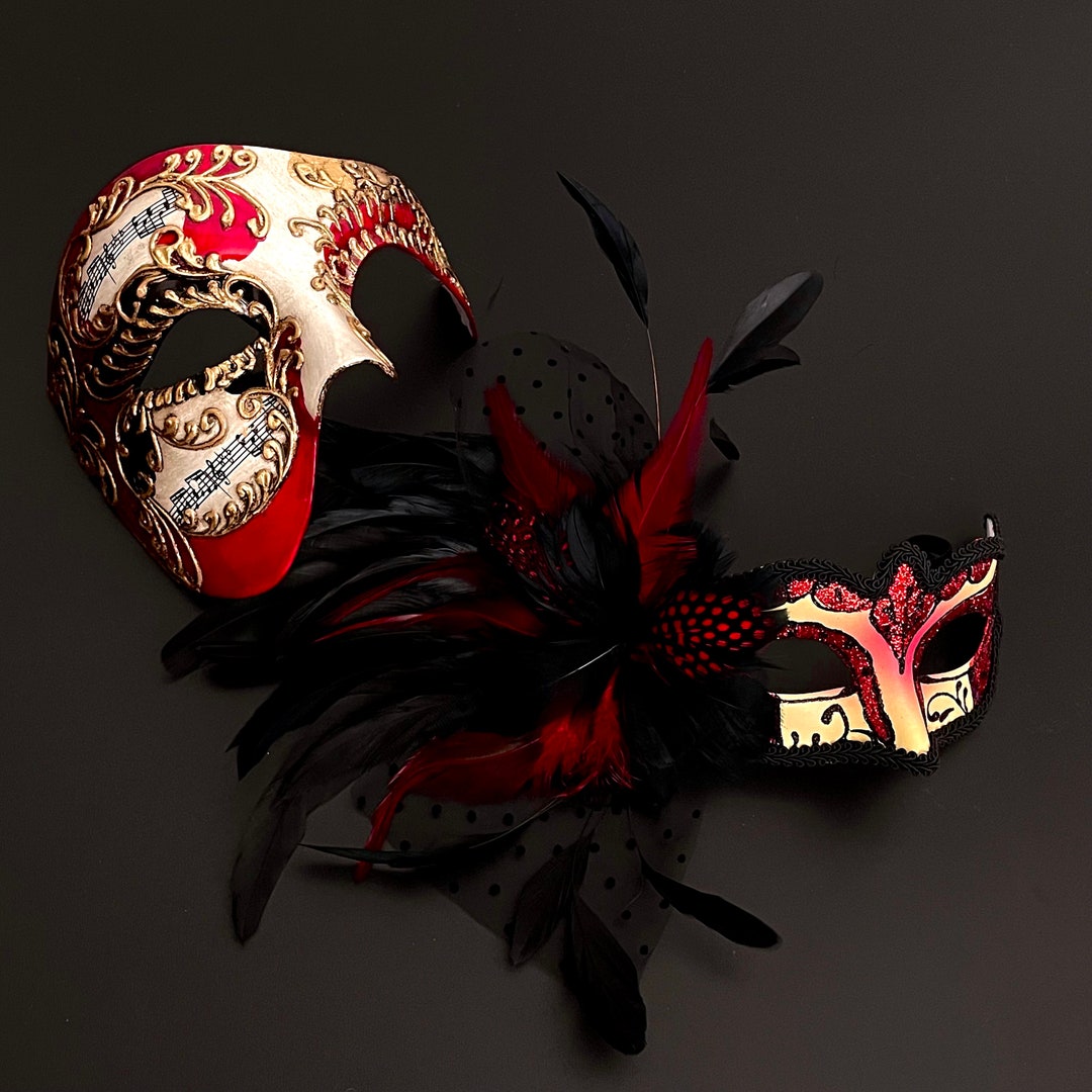 Red Feather Masquerade Mask: Carnival Ball Party Mask - Etsy