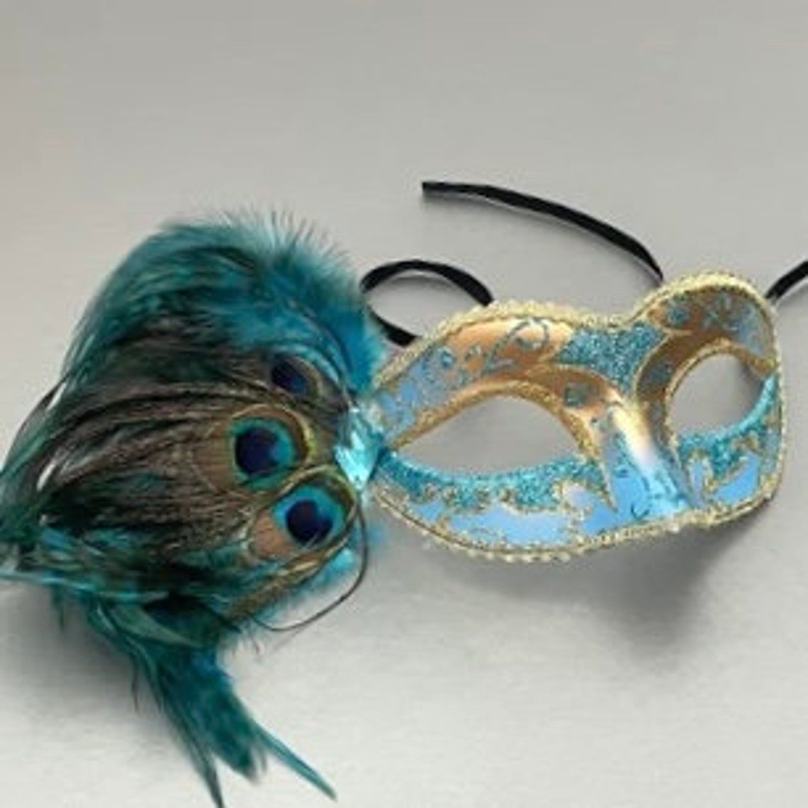 Turquoise Masquerade Mask, Women Mask, Feather Mask, Ball Mask ...