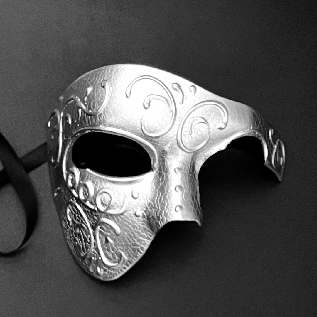 Silver Masquerade Mask, Ball Party Mask, Phantom Mask, Mens Mask ...