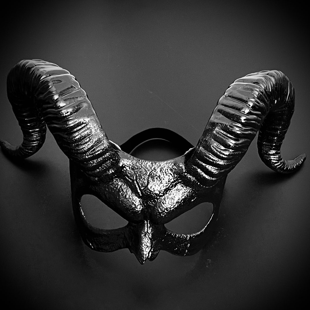Black Horned Masquerade Mask: Halloween Evil Mask - Etsy