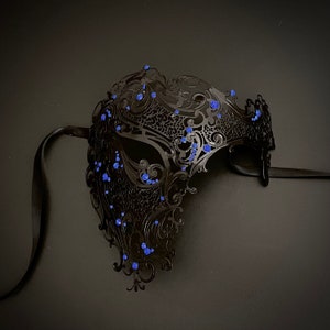 Black Blue Masquerade Mask, Ball Mask, Anniversary Mask, Wedding Mask ...