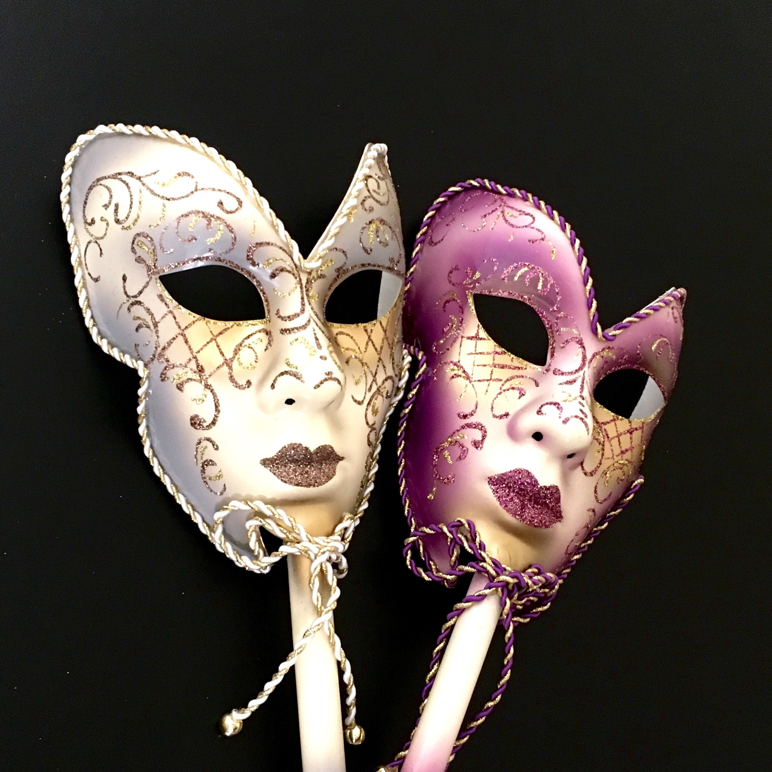 Venetian Masquerade Mask Classic Opera Stick Mask Stick | Etsy
