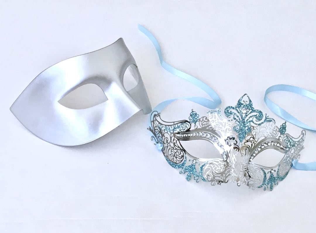 Silver Masquerade Mask, Silver Women Masquerade Mask, Halloween Couple ...