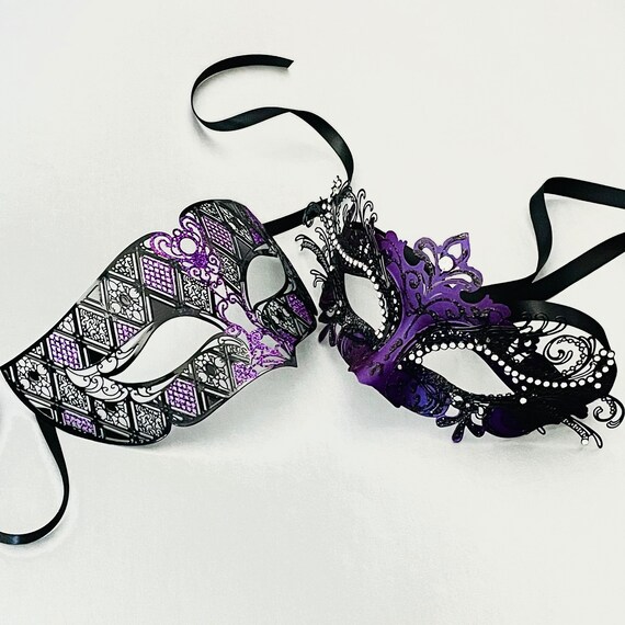 Black And Purple Masquerade Masks For Men