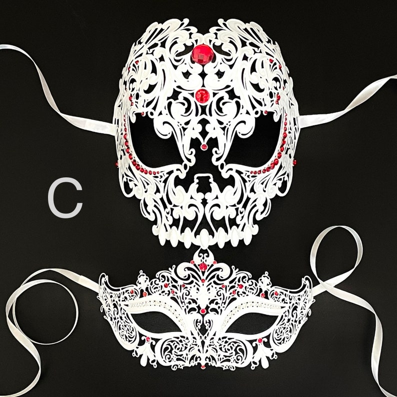 White Masquerade Mask White Skull Mask Women Mask Metal - Etsy