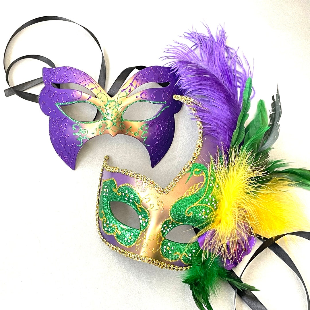 Feather Masquerade Mask: Purple Mardi Gras Ball Mask - Etsy