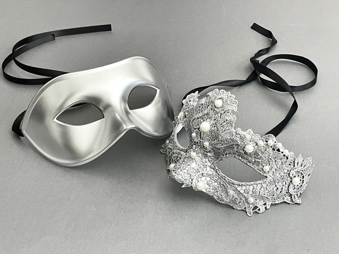 Silver Masquerade Mask, Lace Pearls Mask, Wedding Mask, Ball Mask ...