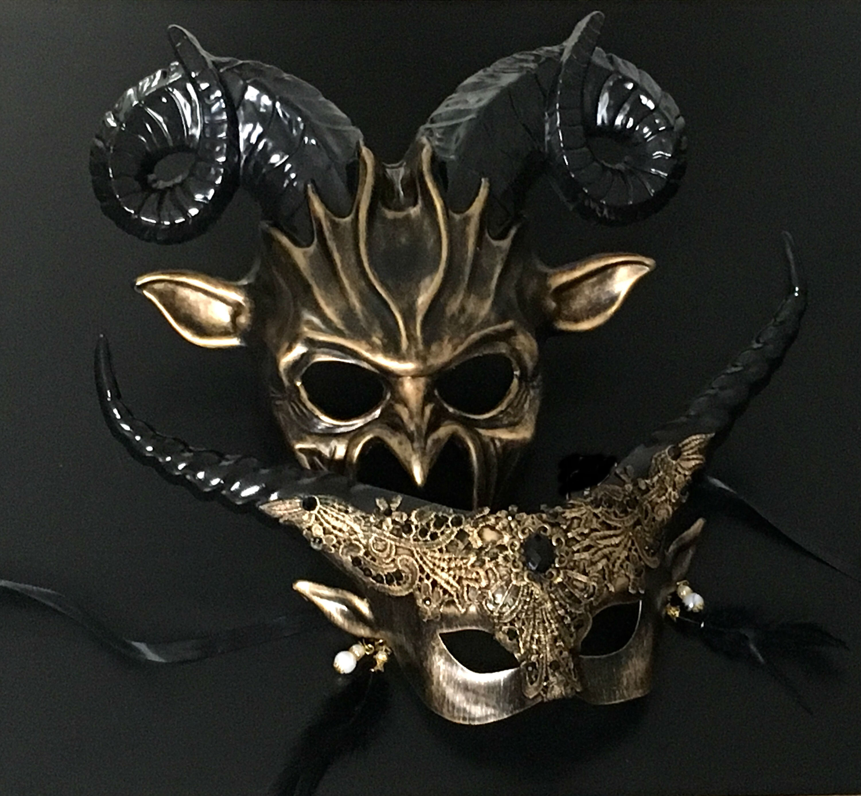Black Gold Masquerade Mask Halloween Mask Devil Mask Animal - Etsy