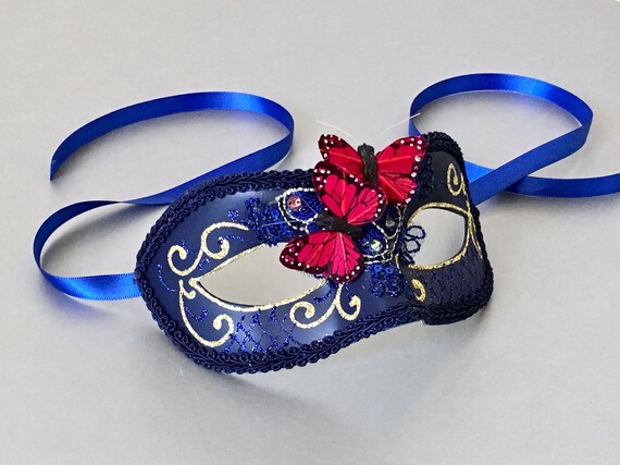 Blue masquerade mask Blue venetian mask Wedding mask Blue | Etsy