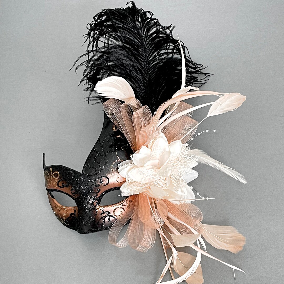 Black Masquerade Mask, Women Mask, Women Feathers Mask, Feather Mask ...